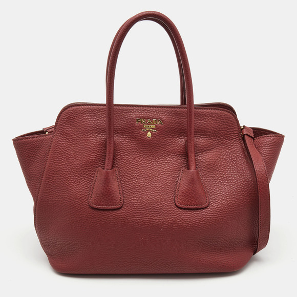 Prada | Bags | Prada Red Leather Convertible Satchel | Poshmark